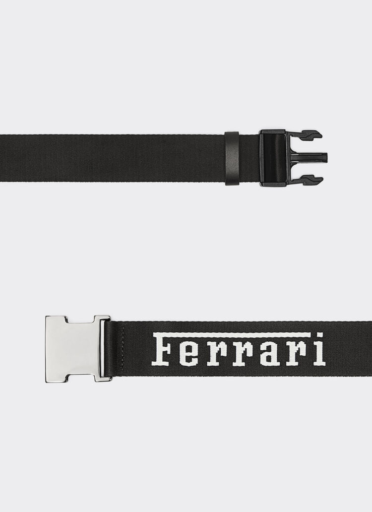 Jacquard belt with Ferrari logo in Black | Ferrari®