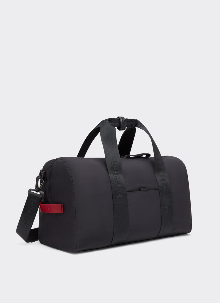 Nylon duffle bag with Ferrari logo ribbon in Black | Ferrari®