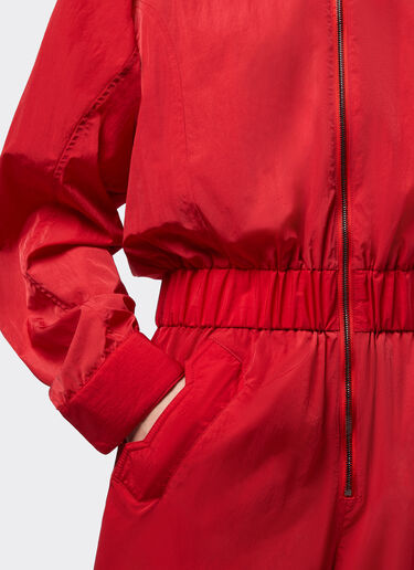 Jumpsuit in waterproof nylon in Rosso Corsa for Women | Ferrari®