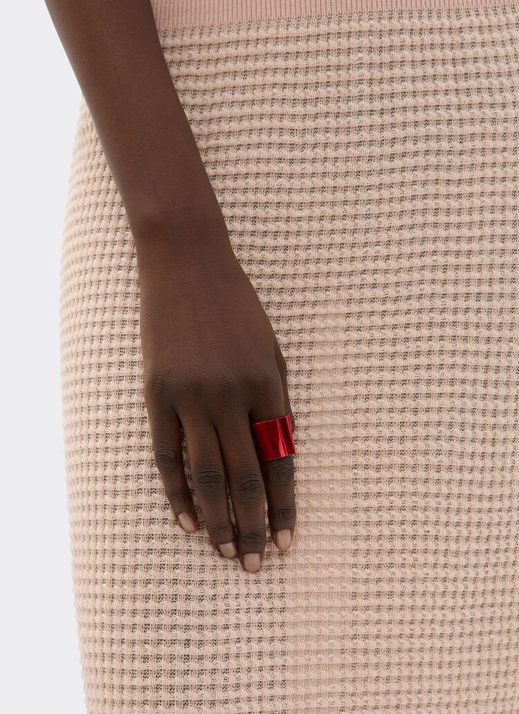 Metallic ring in Rosso Dino for Women | Ferrari®