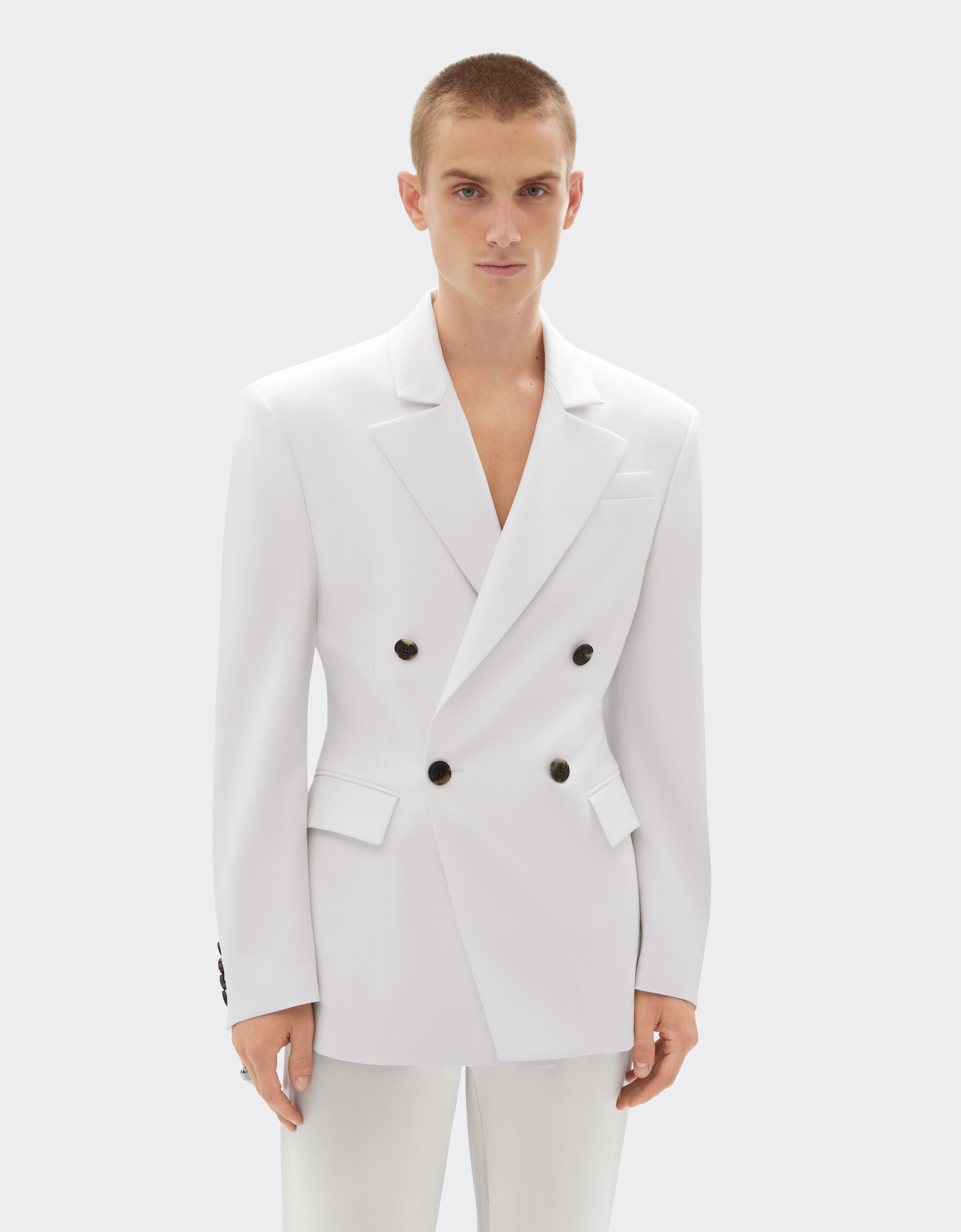 Blazer in foulé wool in Ivory | Ferrari®