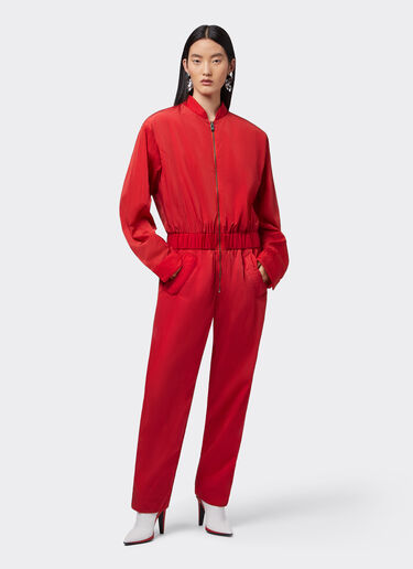 Jumpsuit in waterproof nylon in Rosso Corsa for Women | Ferrari®