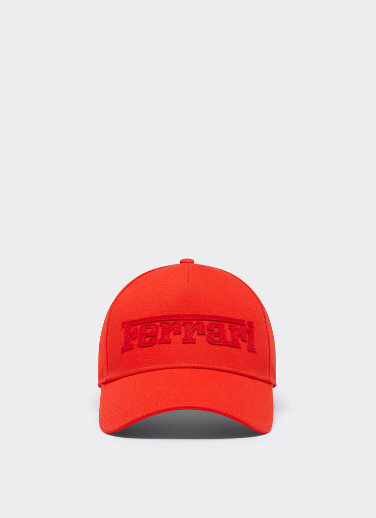 Baseball cap with embroidered Ferrari logo in Rosso Dino | Ferrari®