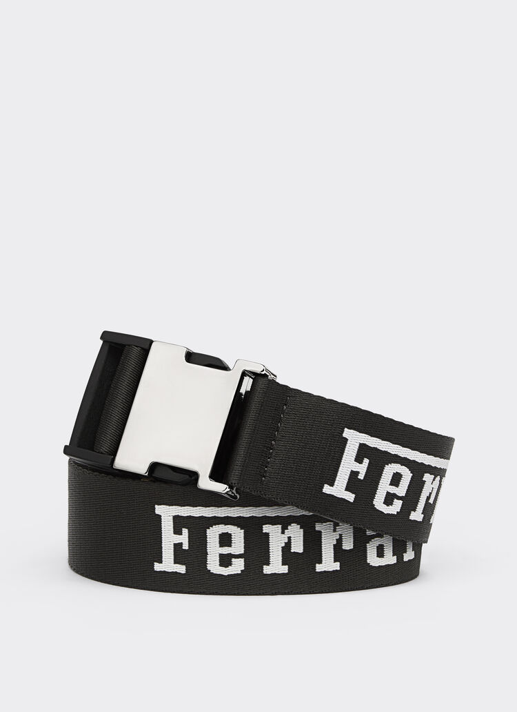 Jacquard belt with Ferrari logo in Black | Ferrari®