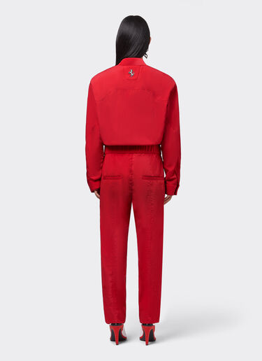 Jumpsuit in waterproof nylon in Rosso Corsa for Women | Ferrari®