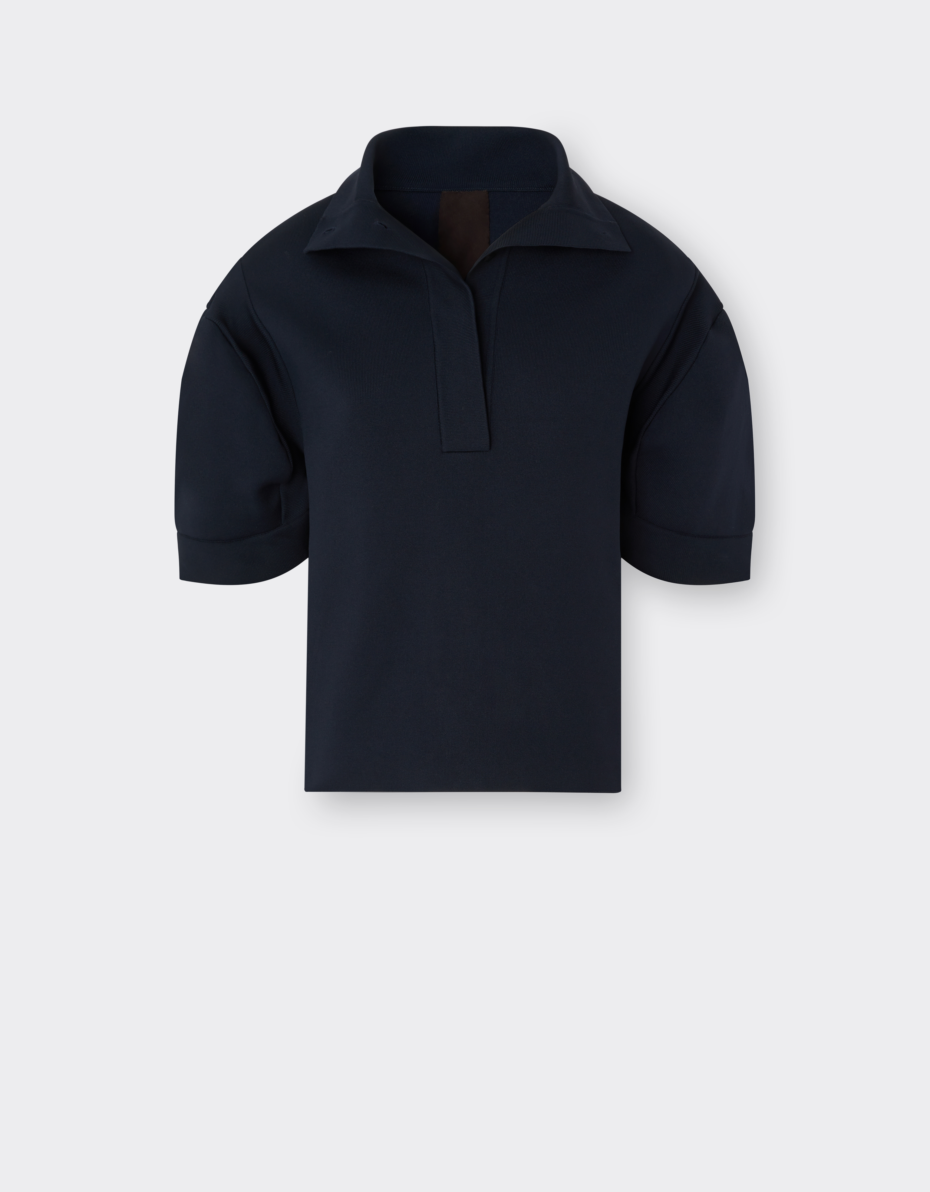 High-neck polo shirt in technical fabric in Navy | Ferrari®