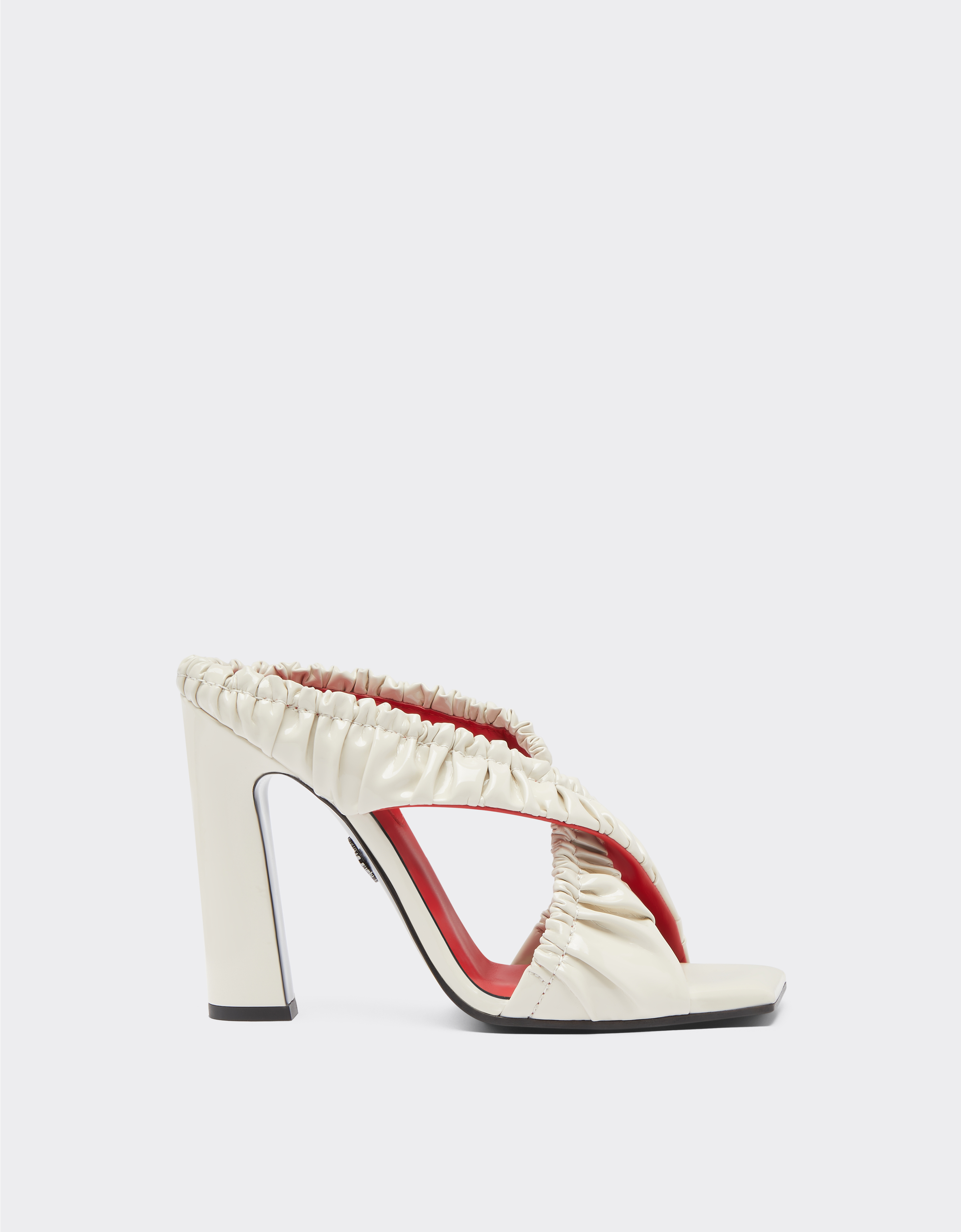 Ferrari High Sandals In Patent Leather In Ecru | ModeSens